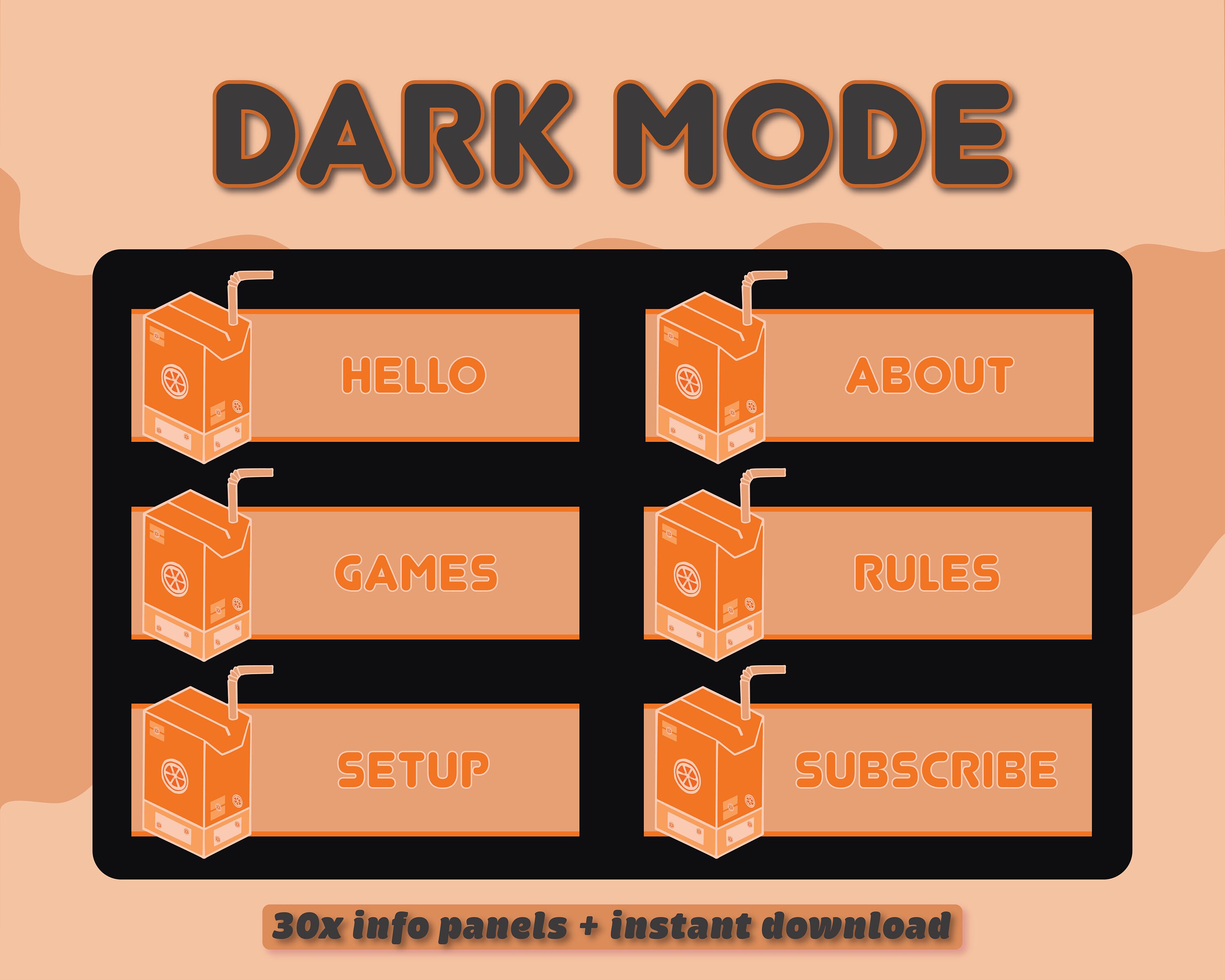 30 ORANGE JUICE BOX Panels for Twitch | Cute Streamer Graphics - Etsy