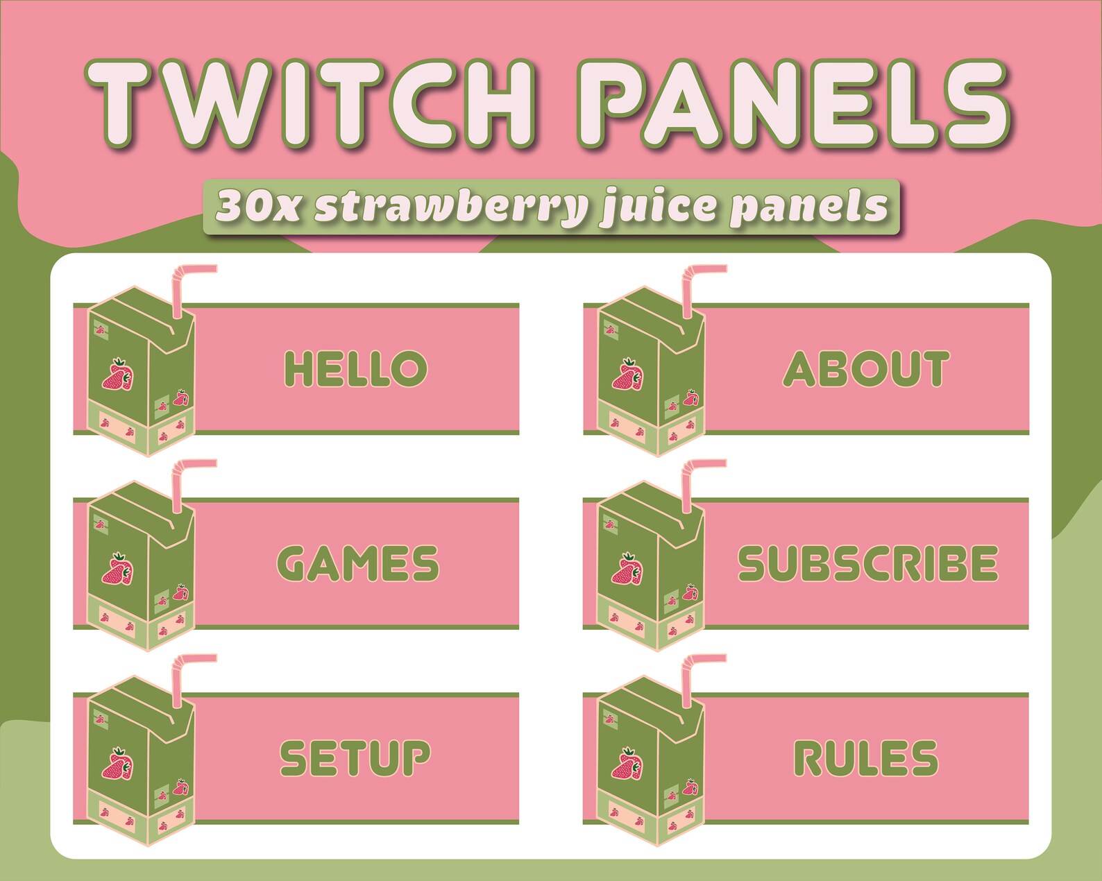 30 STRAWBERRY JUICE BOX Panels for Twitch Cute Streamer - Etsy