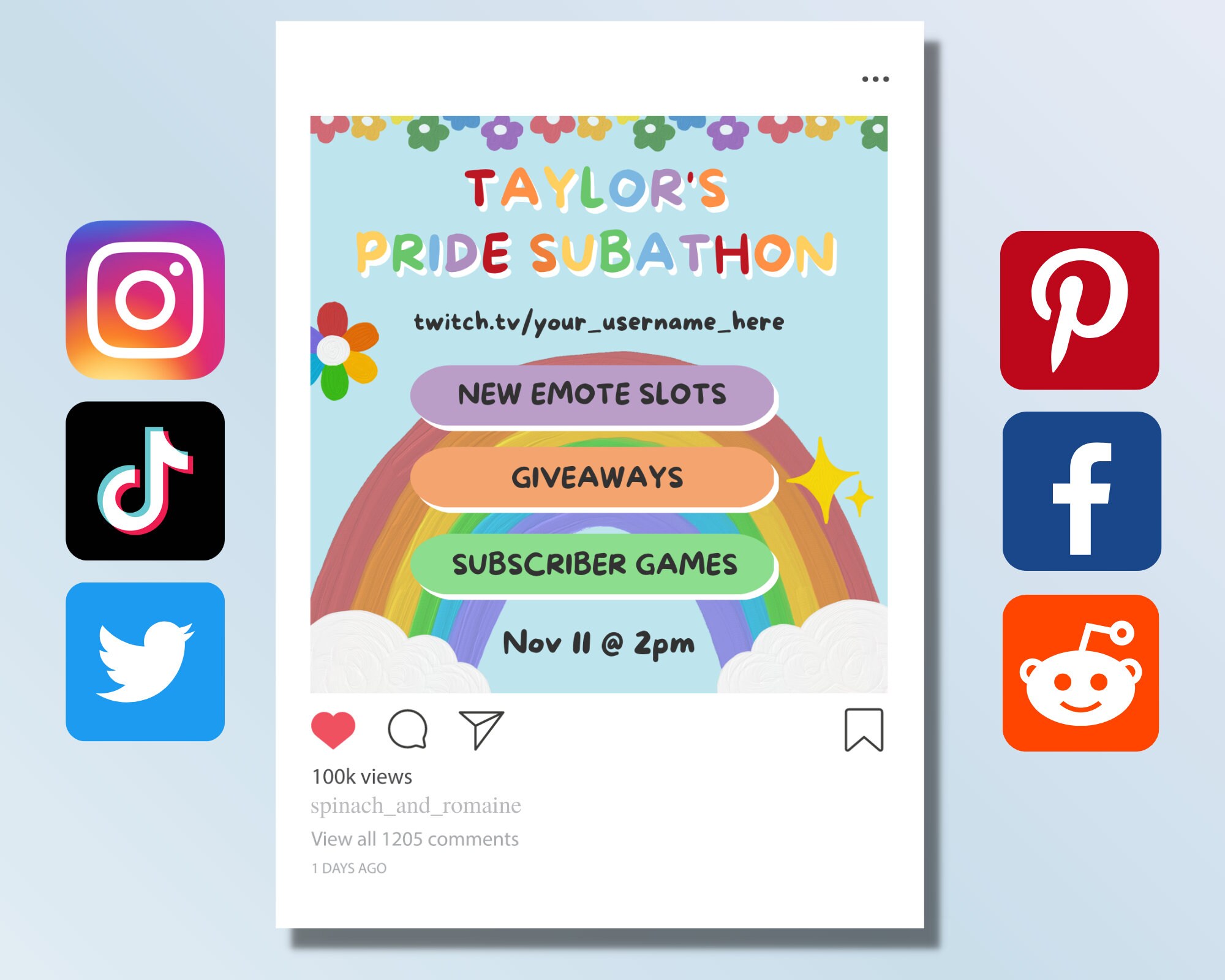 LGBTQ+ Pride SUBATHON Social Media Bundle | Cute Rainbow Theme for ...