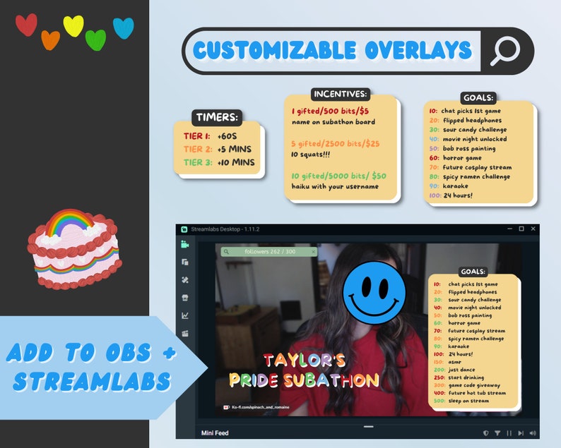 LGBTQ Pride SUBATHON Social Media Bundle Cute Rainbow Theme - Etsy