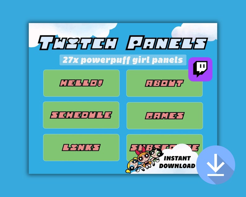 Powerpuff Girl Twitch Panels | Cute Streamer Graphics (digital Download ...