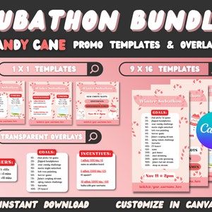 Candy Cane SUBATHON Social Media Bundle Cute WINTER Theme - Etsy