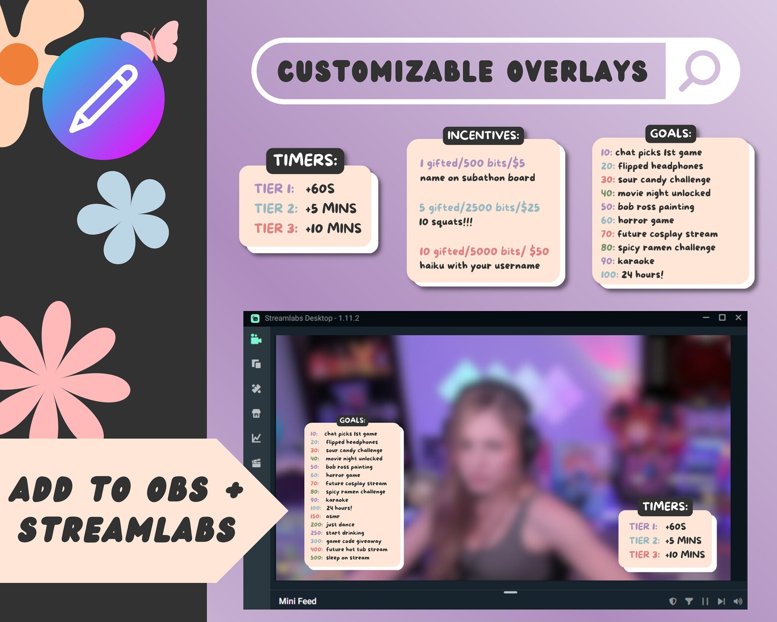 ANIMATED Spring SUBATHON Social Media Bundle | Cute Flower Theme for ...