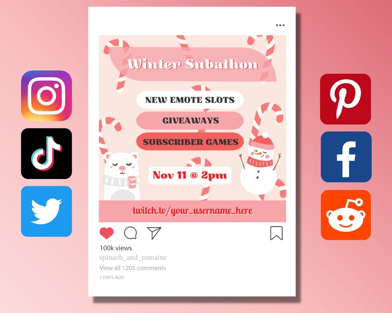 Candy Cane SUBATHON Social Media Bundle | Cute WINTER Theme for Twitch ...