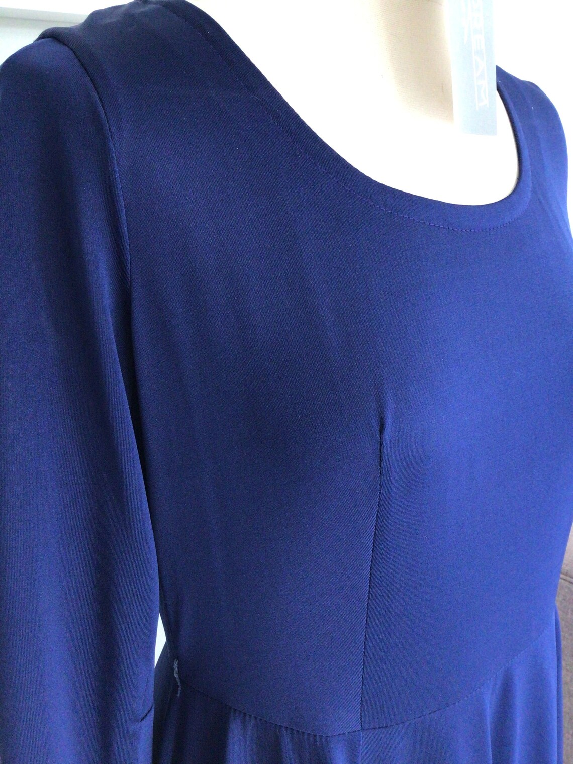 Vintage 70s Quad, England Maxi Dress, Current UK 14, Dark Blue With ...