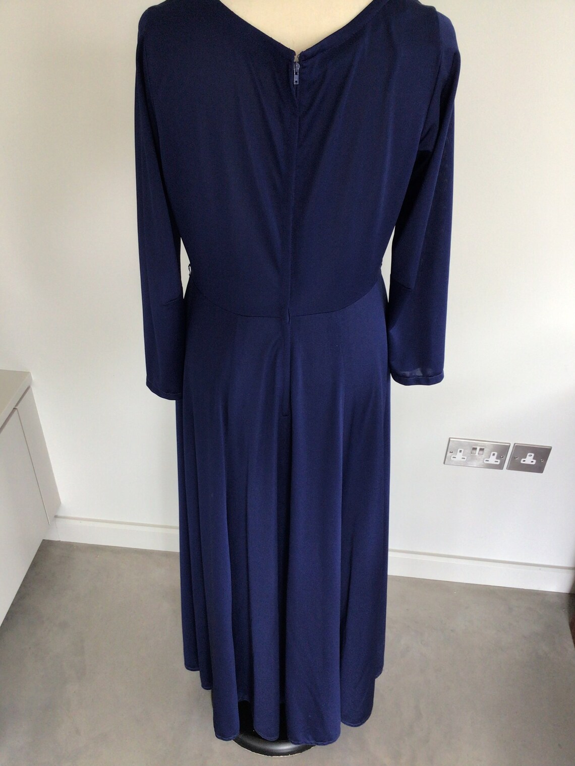 Vintage 70s Quad, England Maxi Dress, Current UK 14, Dark Blue With ...