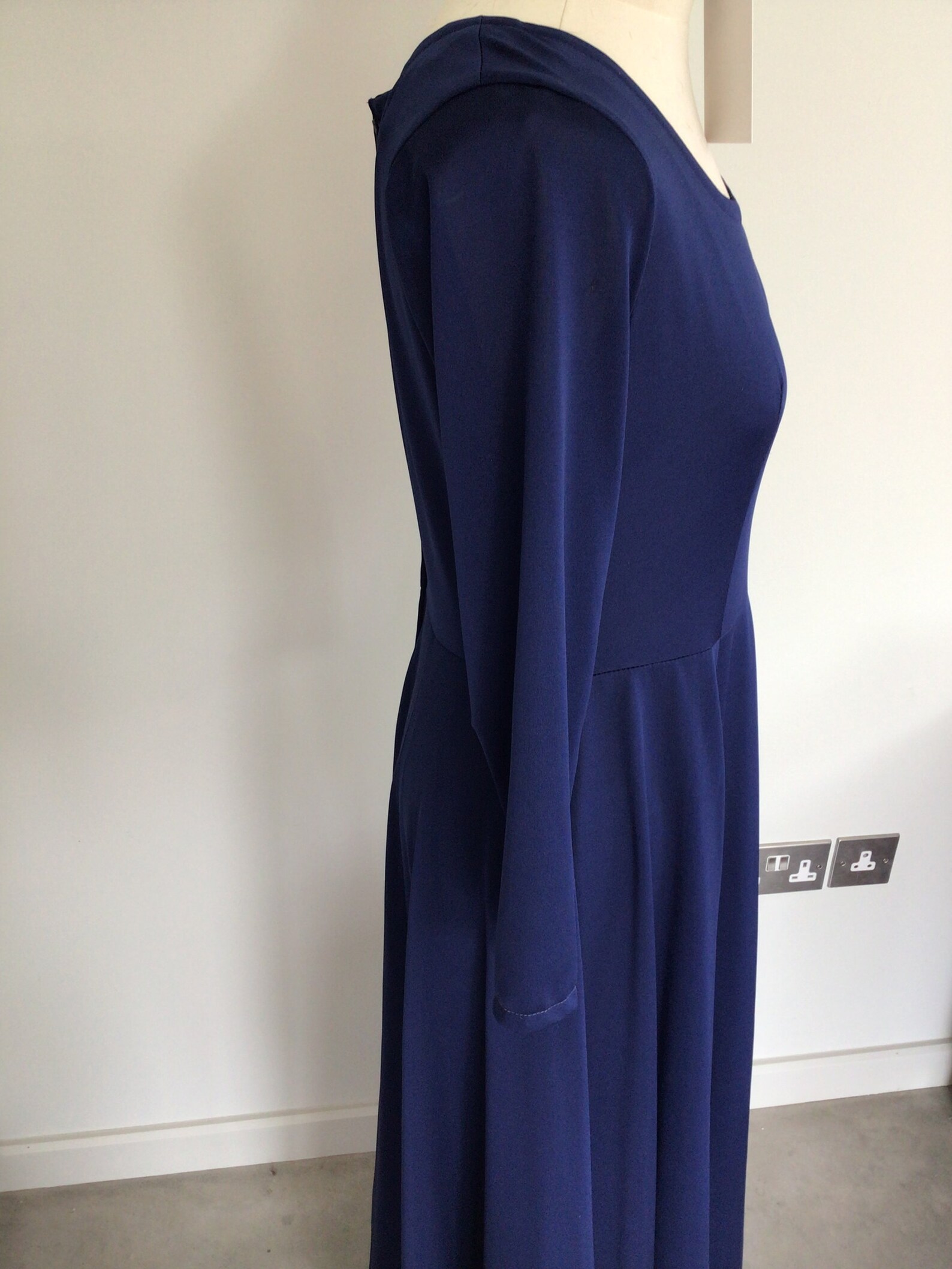 Vintage 70s Quad, England Maxi Dress, Current UK 14, Dark Blue With ...