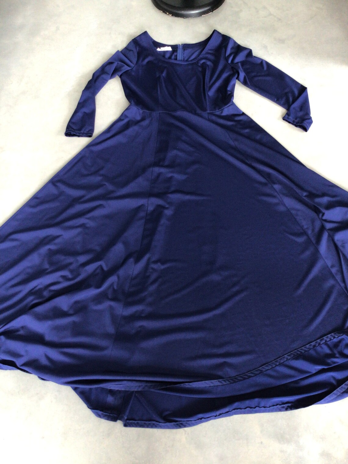 Vintage 70s Quad, England Maxi Dress, Current UK 14, Dark Blue With ...