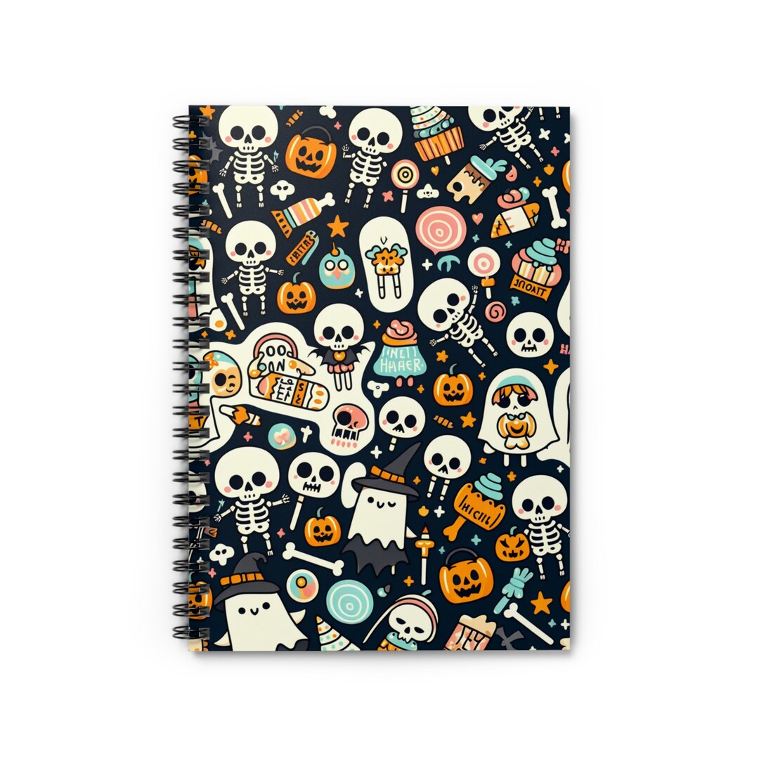 Skeleton Halloween Spiral Notebook Ghost Lover Gift for Her Spooky ...