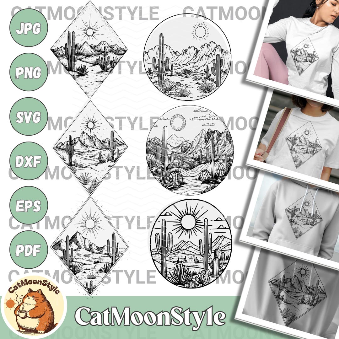 Cactus Scene Svg, Cactus SVG File, Cactus Cut File, Desert Scene Svg ...