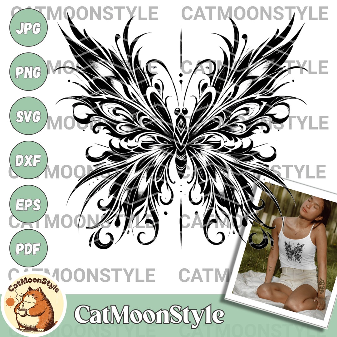 Floral Butterfly Skull SVG: Gothic Vector Graphics (digital Download ...