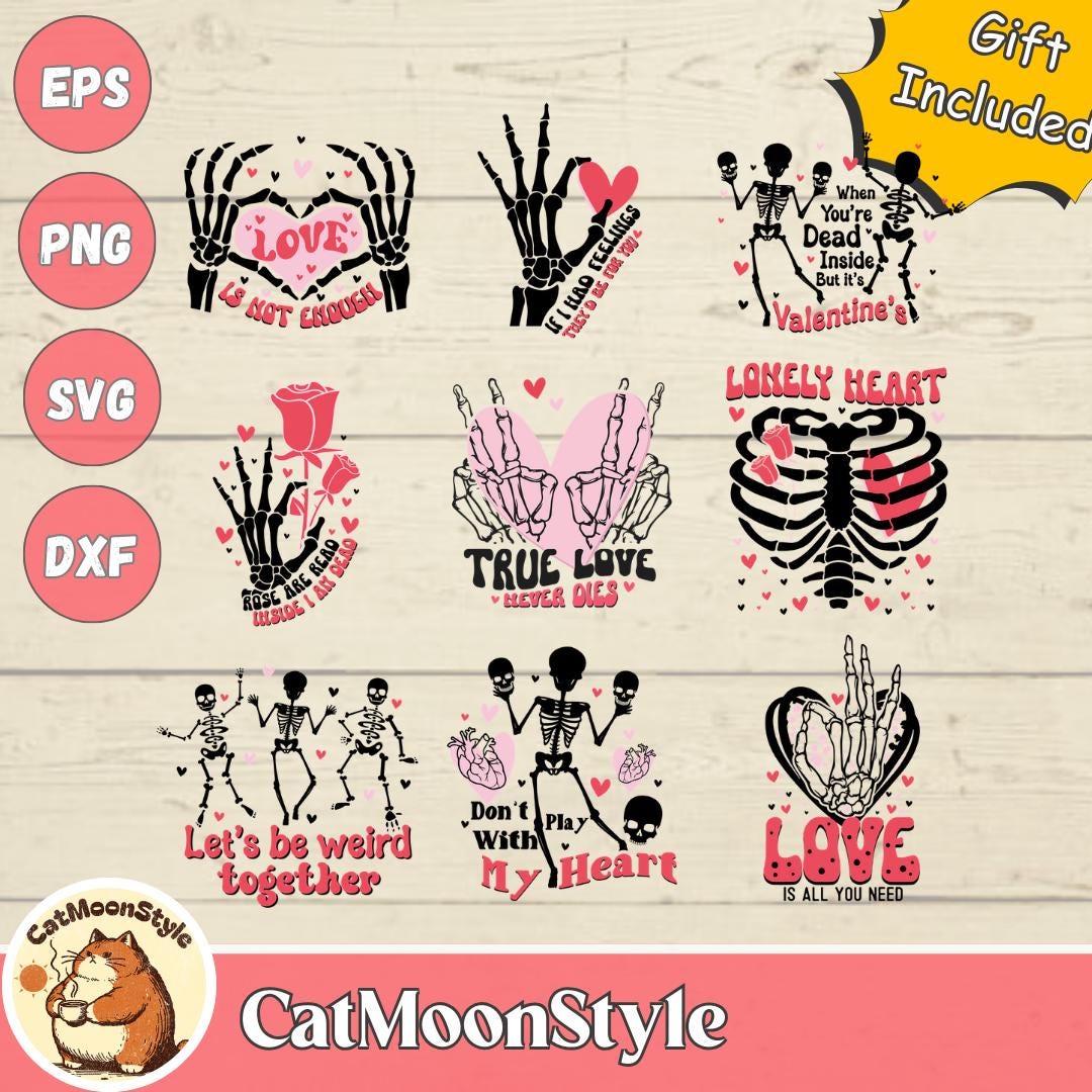 Skeleton Valentines Day SVG Bundle, Snarky Skeleton Vday Svg, Sassy ...