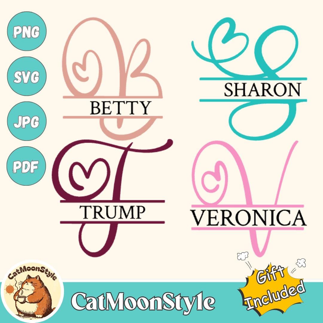 Split Monogram Frame Alphabet, Split Monogram Alphabet SVG, DXF, PNG ...