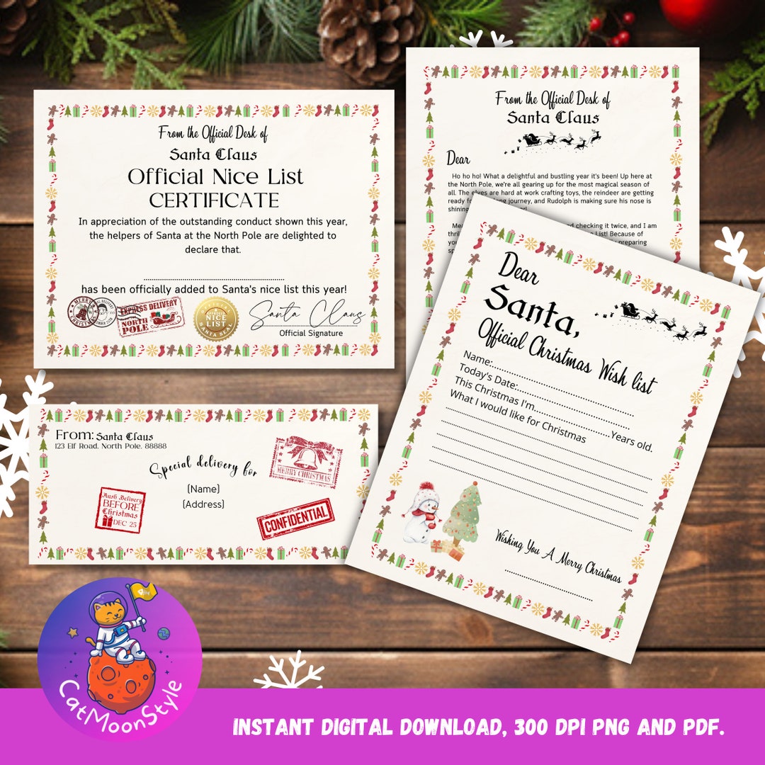 Santa's Nice List Certificate: Printable Christmas Letter (digital ...