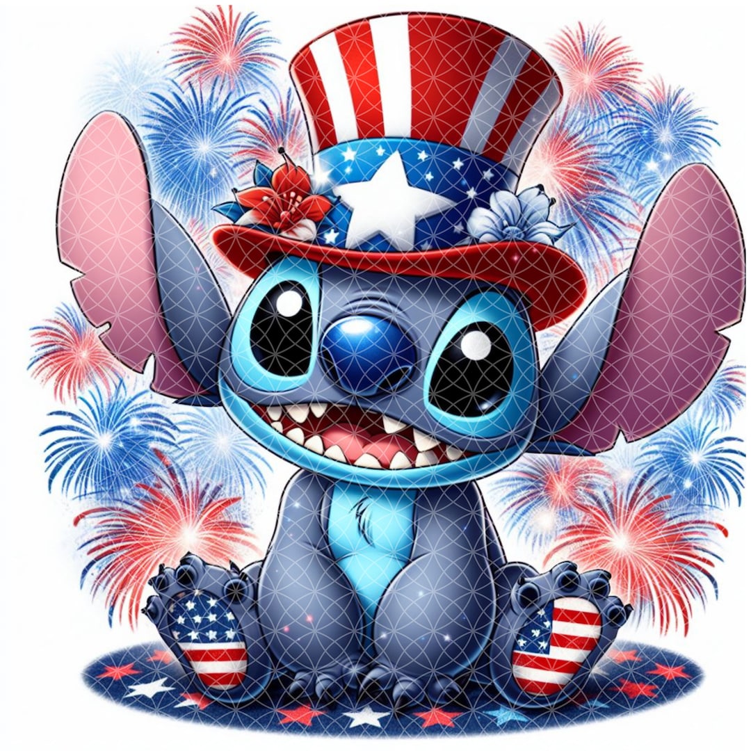 Stitch Lilo and Stitch American Flag Fireworks July 4th America Vibes ...
