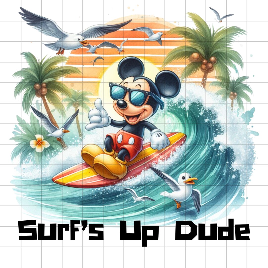 Surfs up Dude Mickey Mouse Boys Design Digital Download PNG ...