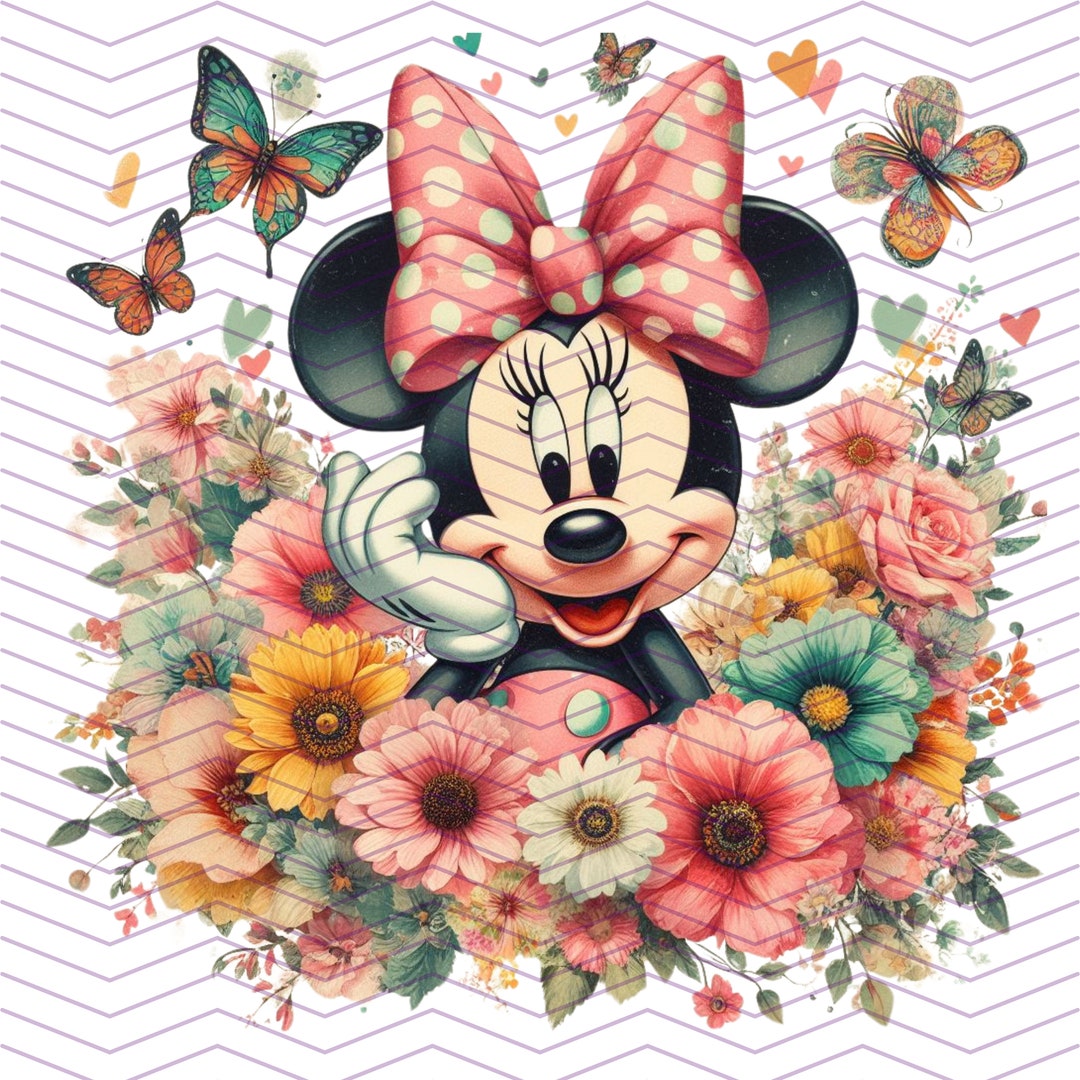 Minnie Mouse Butterflies and Floral PNG Digital Download - Etsy