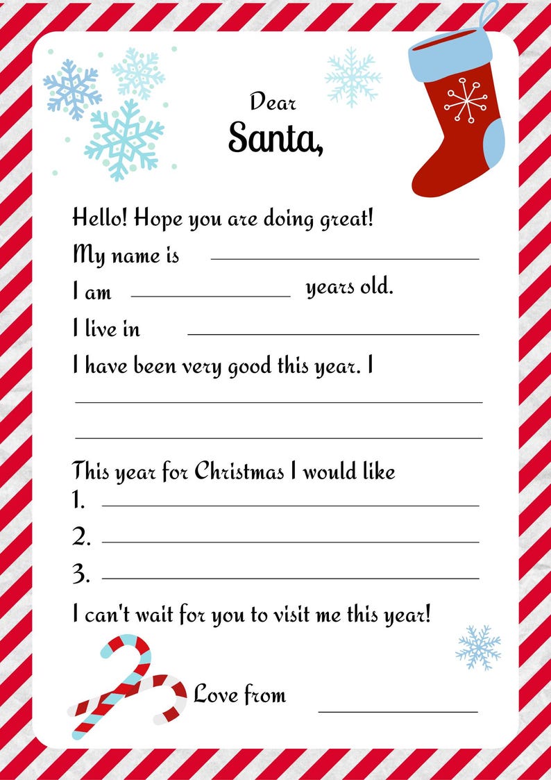 Digital Download- Letter to Santa - Etsy