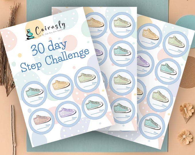 30 Day Step Tracker Printable, 30 Day Water Log, Water Intake Tracker ...