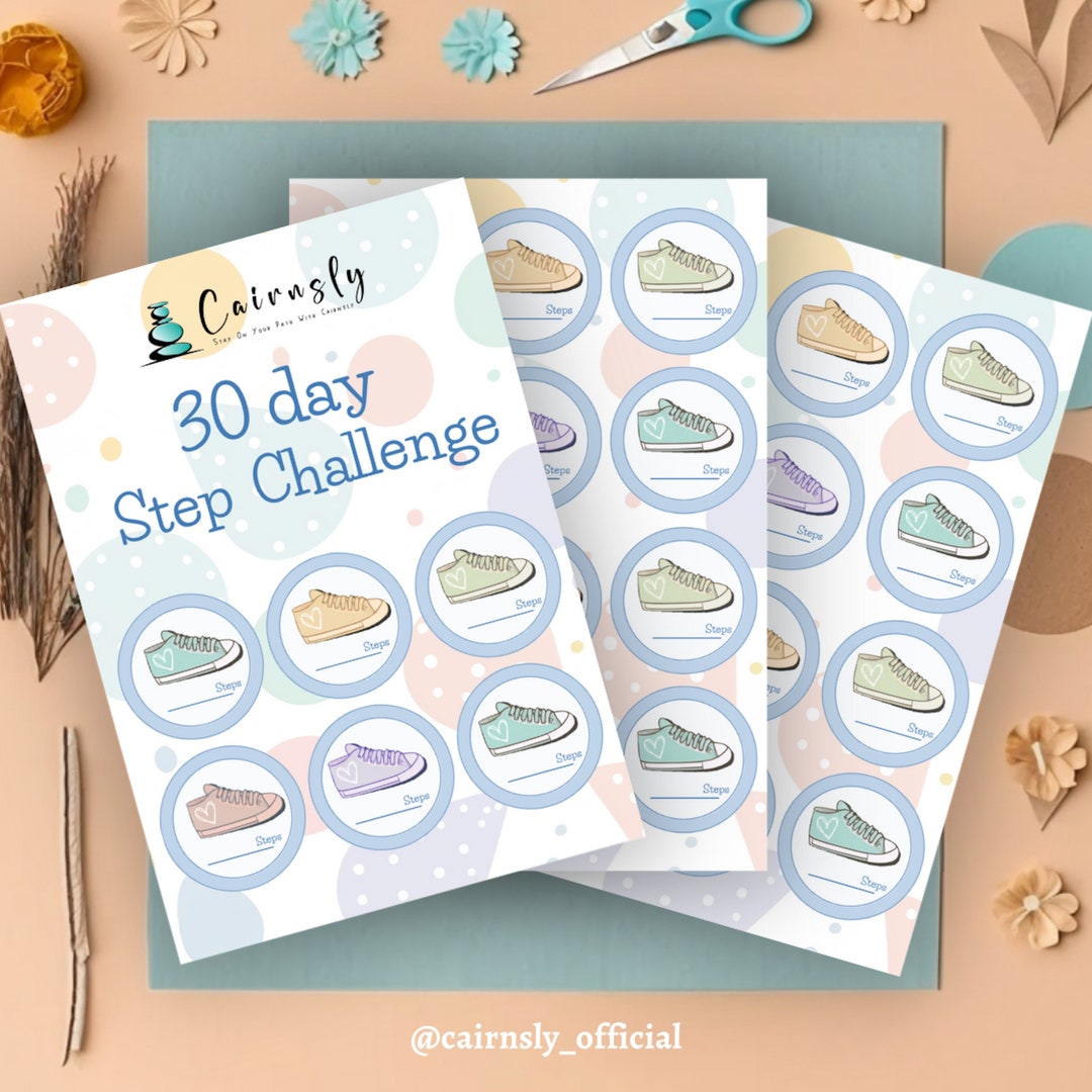 30 Day Step Challenge Step Tracker Printable, Daily Step Record ...