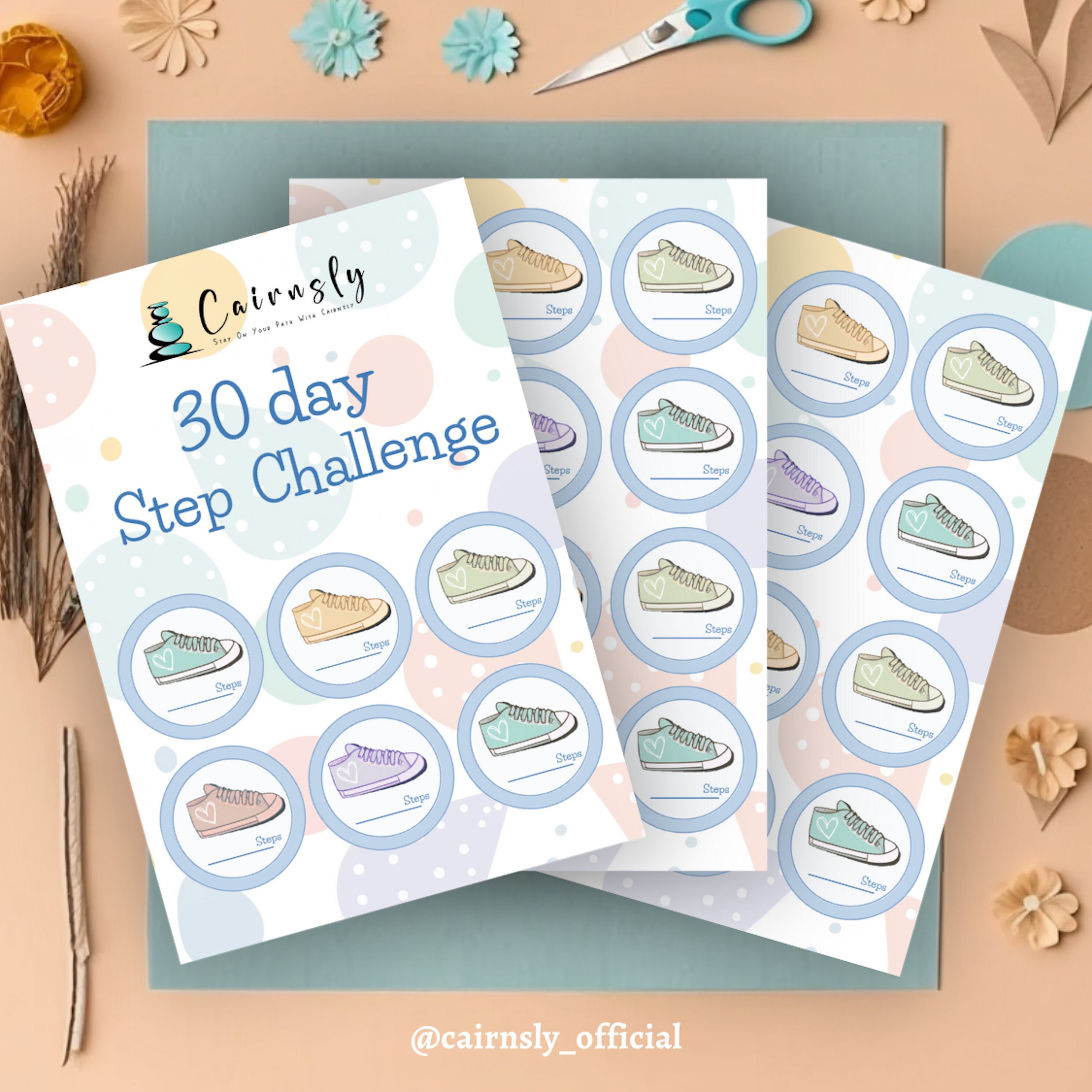 30 Day Step Challenge | Step Tracker Printable, Daily Step Record ...