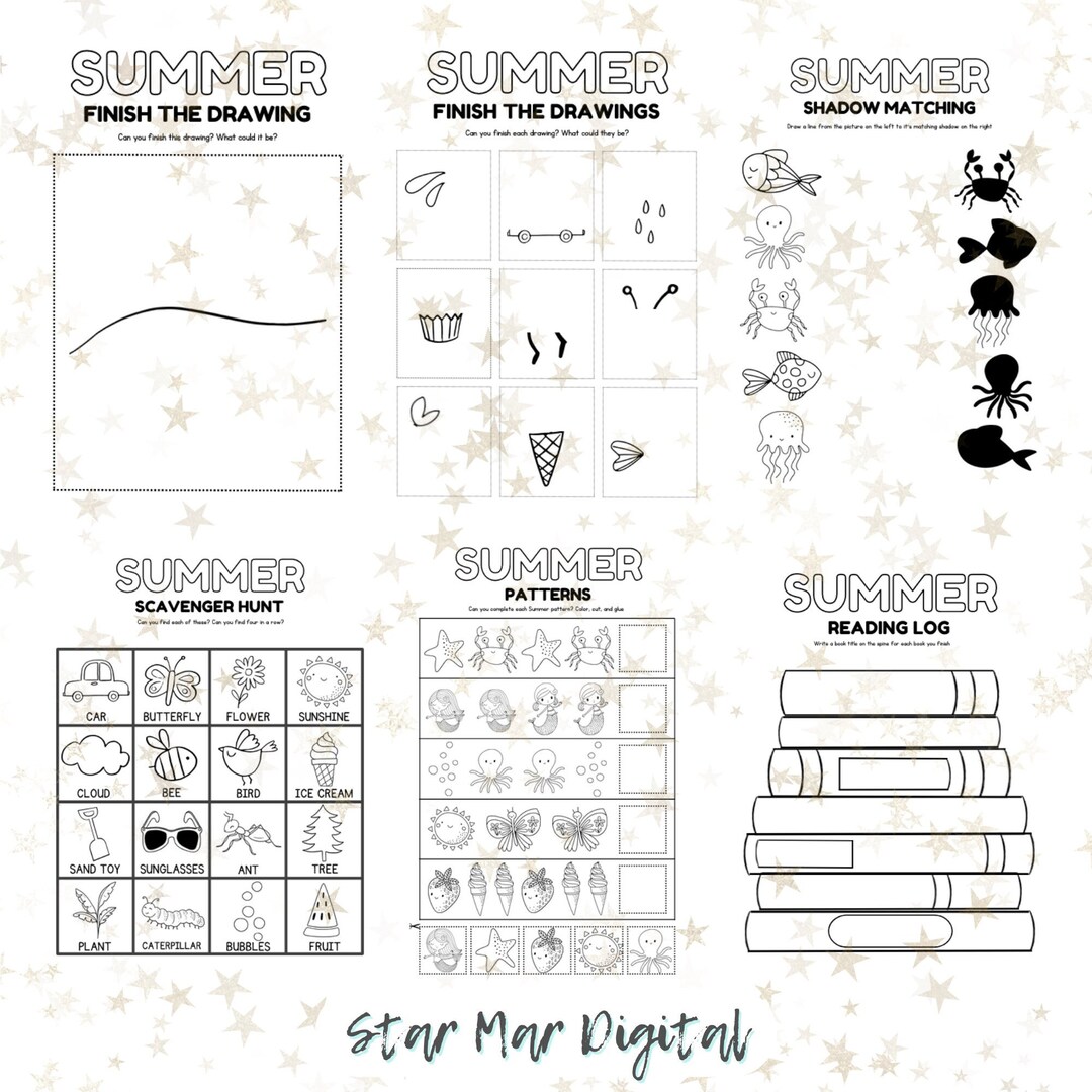 Activity Sheets for Kids, Summer Themed, Digital Product, Printable ...