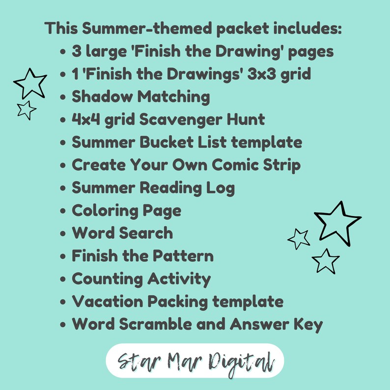 Activity Sheets for Kids Summer Themed Digital Product - Etsy