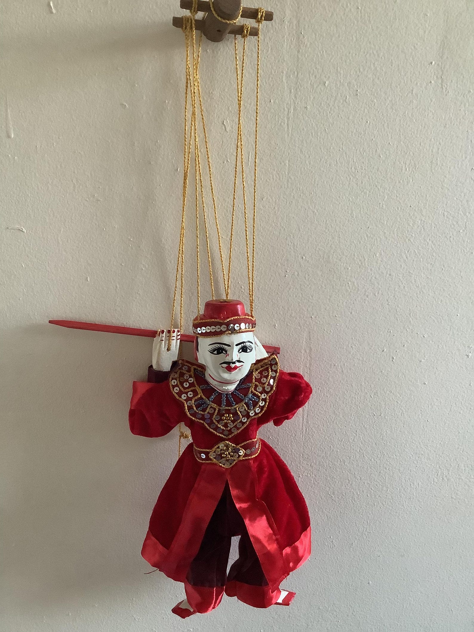 Traditional Burmese Puppet Marionette, Mail Fairy(zaw Gyi)figure Copious Amounts of Beaded ...