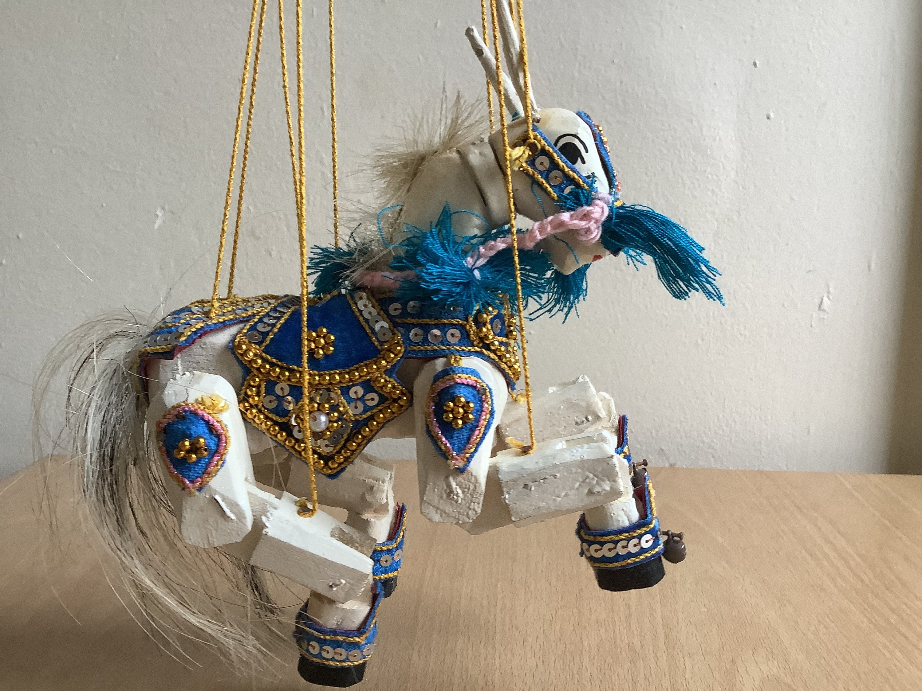 Traditional Burmese Puppet Marionette, Red Elephant /blue Horse Figure ...