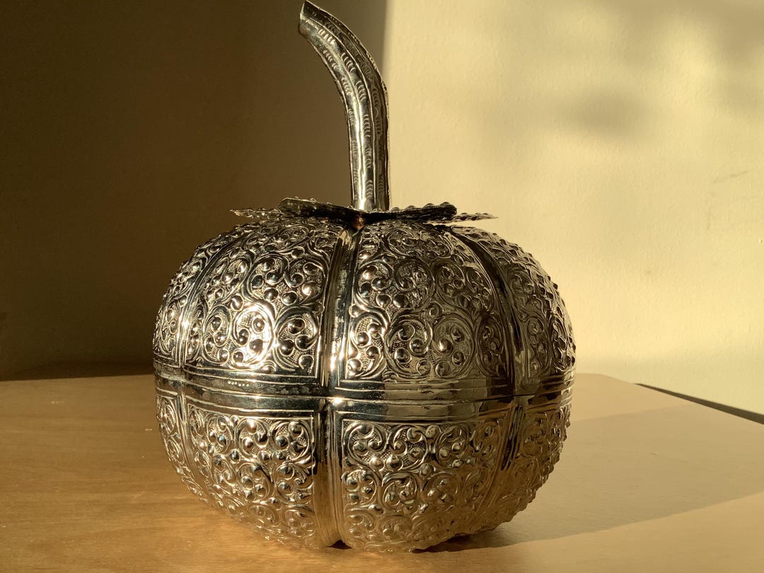 Handmade & Handcrafted Burma Silver Color Pumpkin. - Etsy