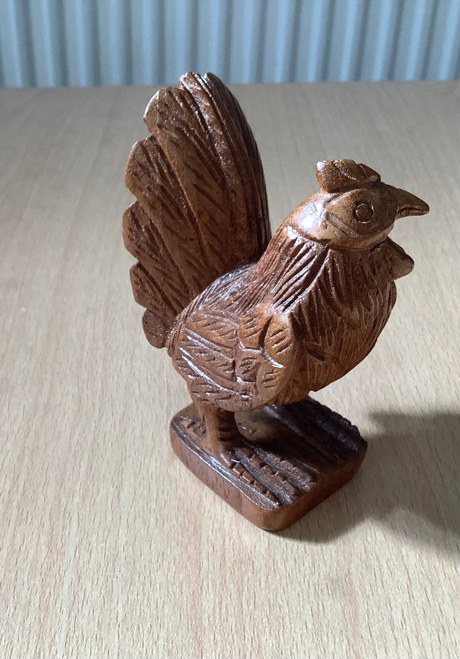 Hand Carved Wooden Chicken Figure & Sculpture Natural Wood - Etsy