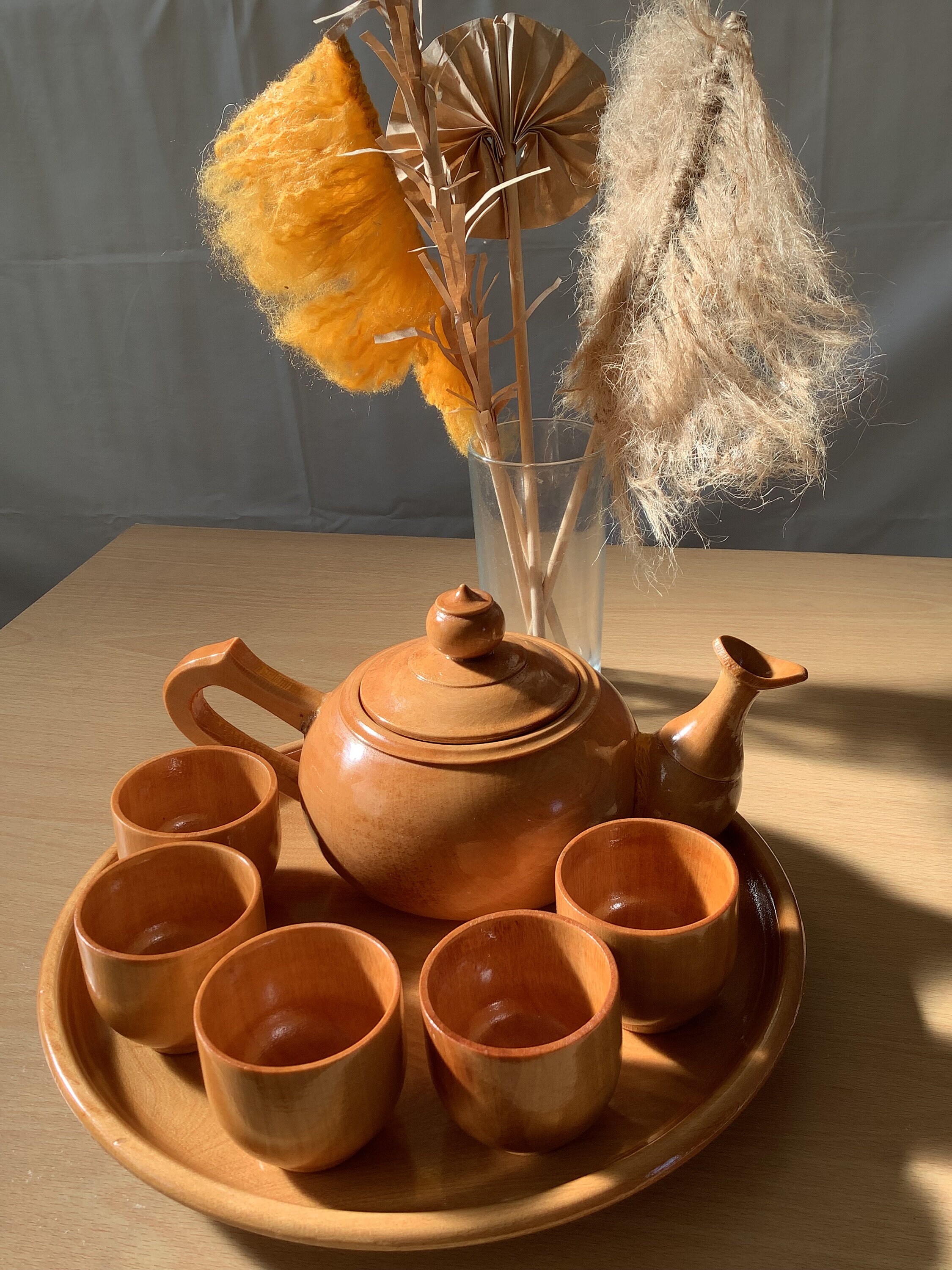 Handmade Burmese Wooden Tea Pot + Tray + Cups - Etsy