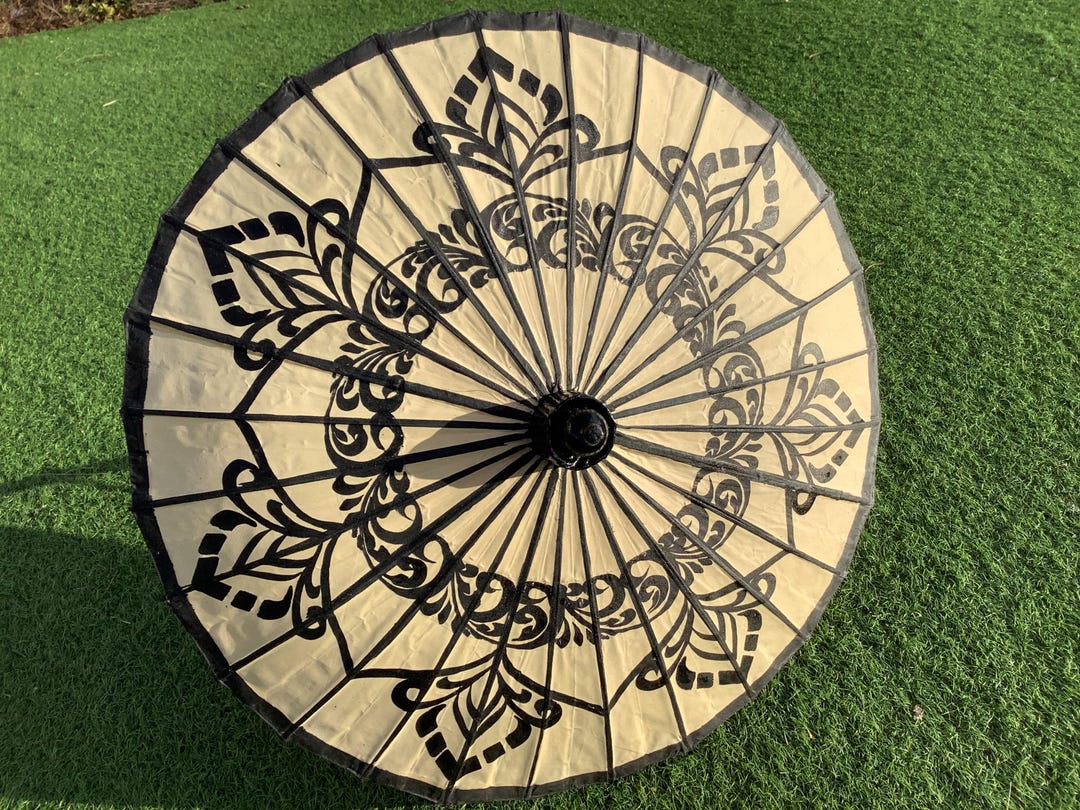 Handmade Traditional Oil Painting Burmese Sun Parasol (pathein), Asian ...