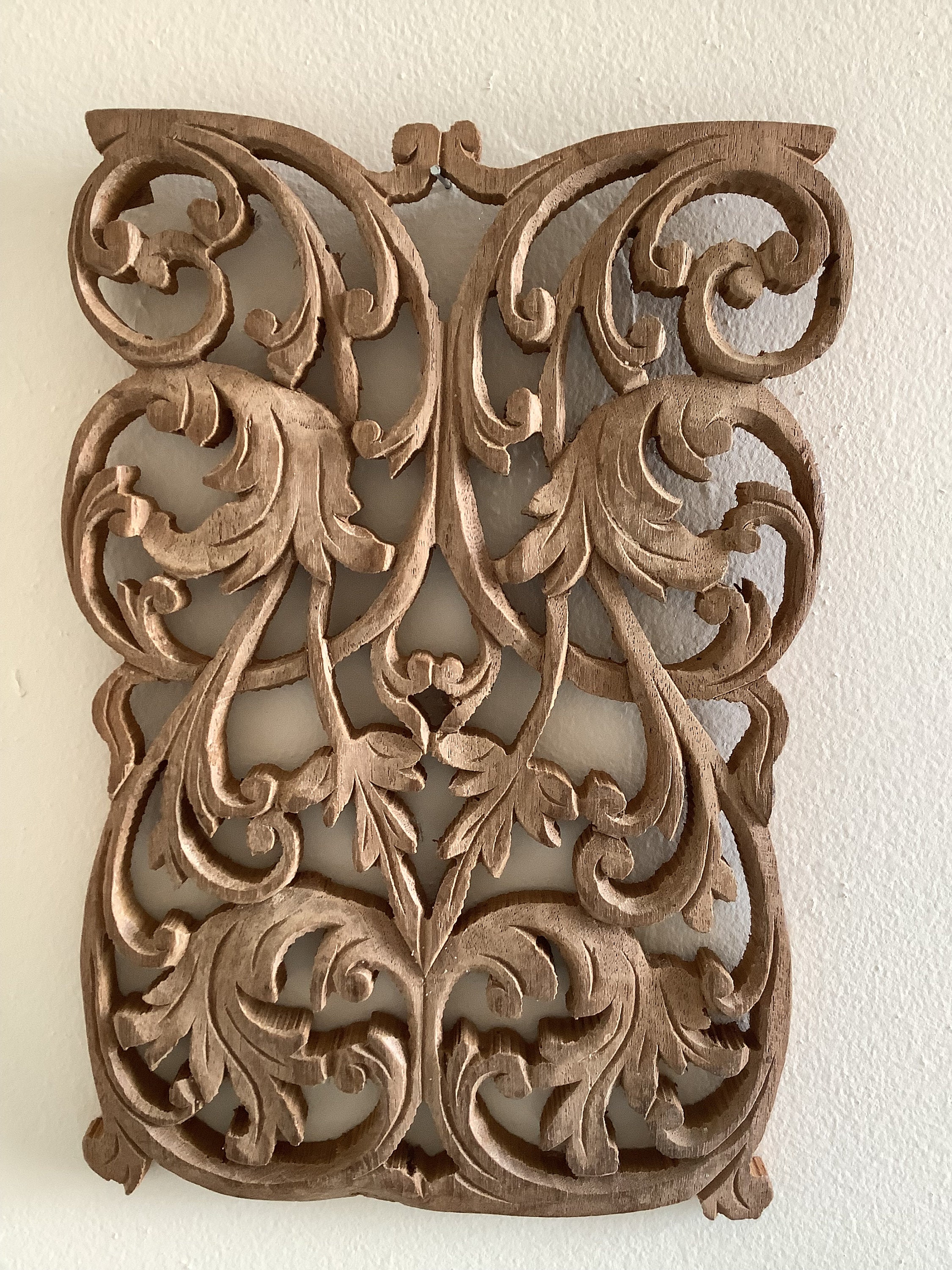 Burmese Handmade Wooden Carved Square of Floral Decorations, Decoration ...