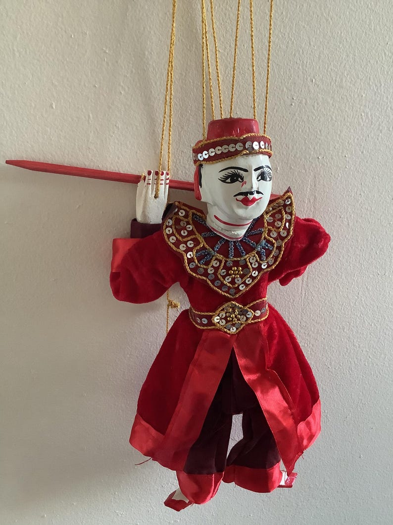Traditional Burmese Puppet Marionette, Mail Fairy(zaw Gyi)figure and ...