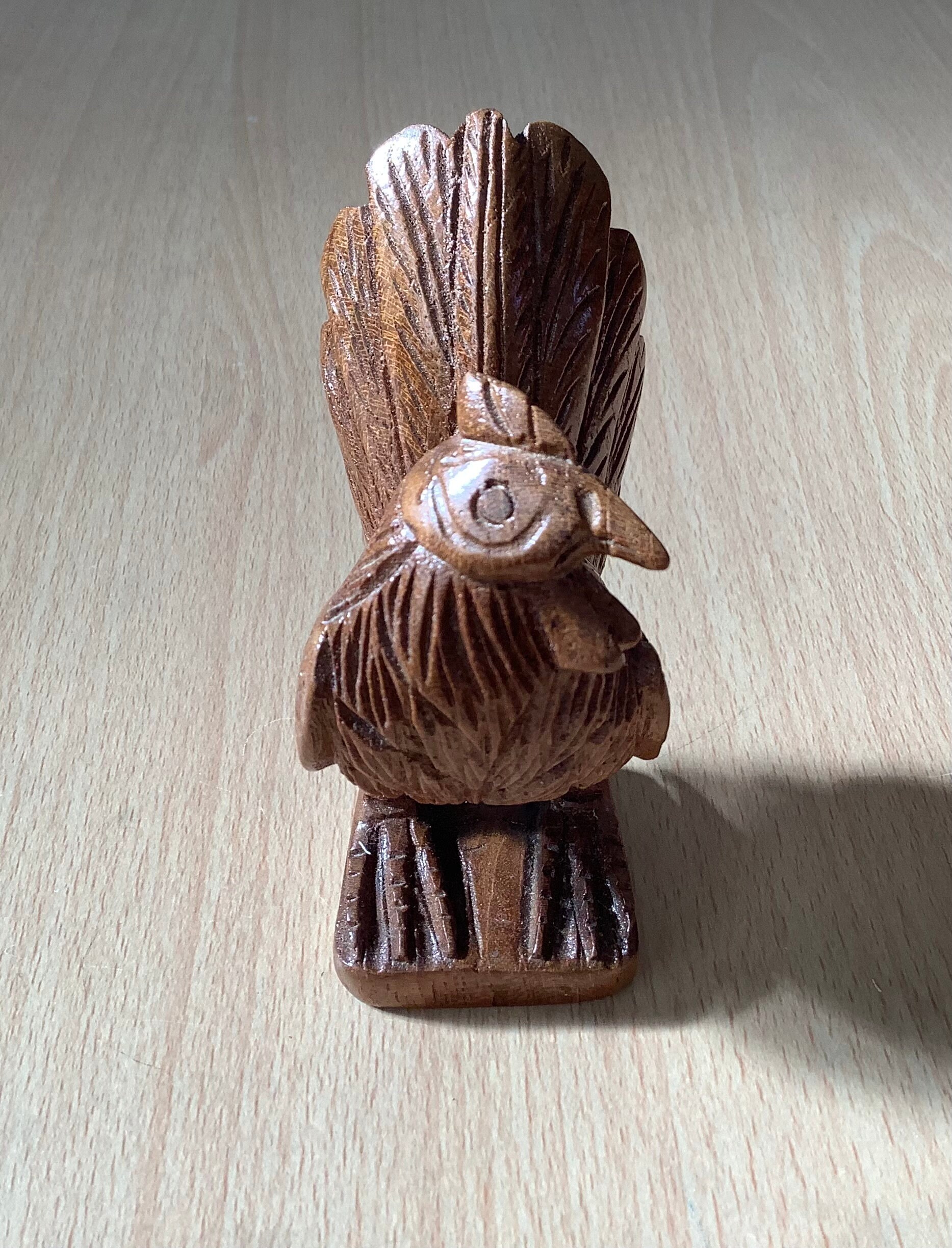 Hand Carved Wooden Chicken Figure & Sculpture Natural Wood - Etsy