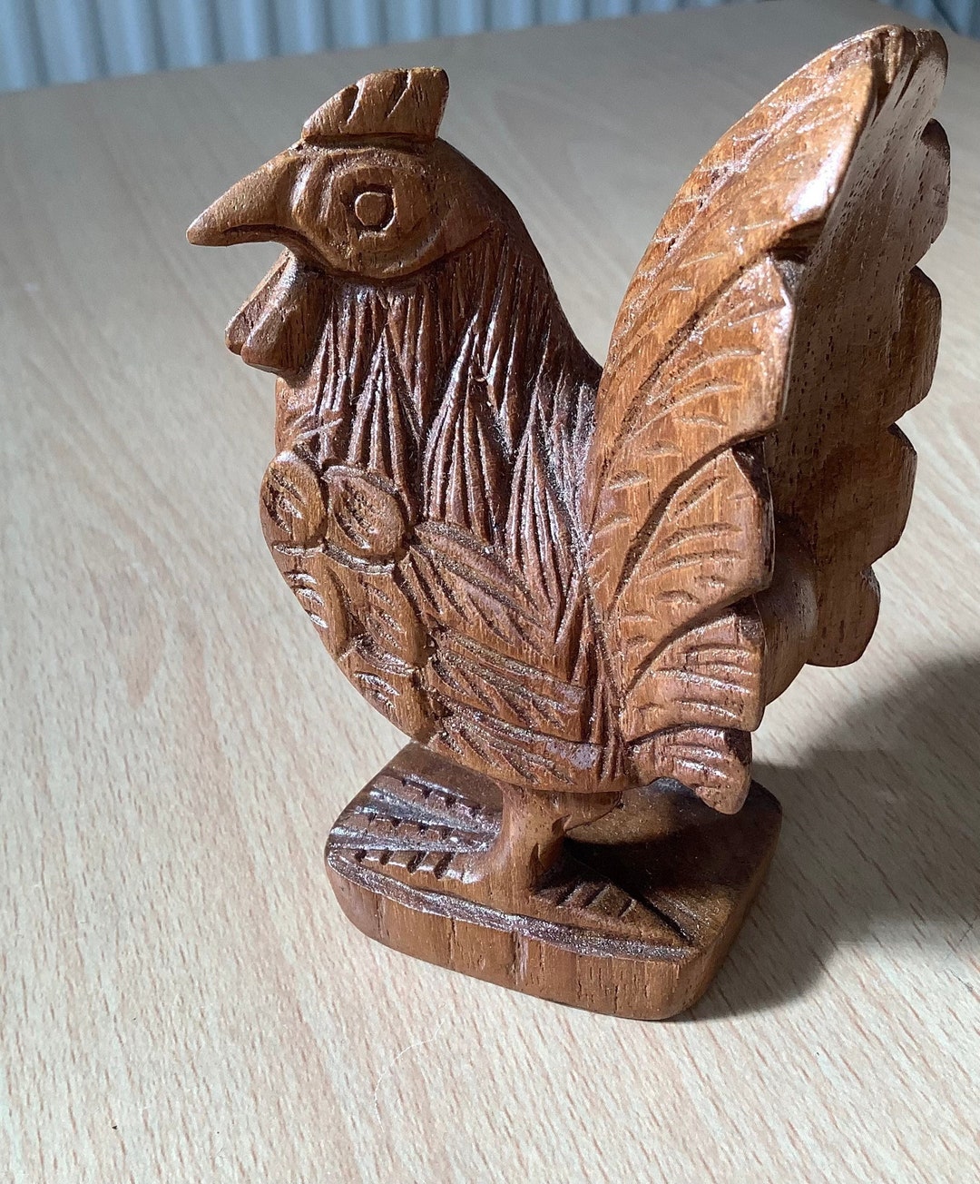 Hand Carved Wooden Chicken Figure & Sculpture Natural Wood - Etsy