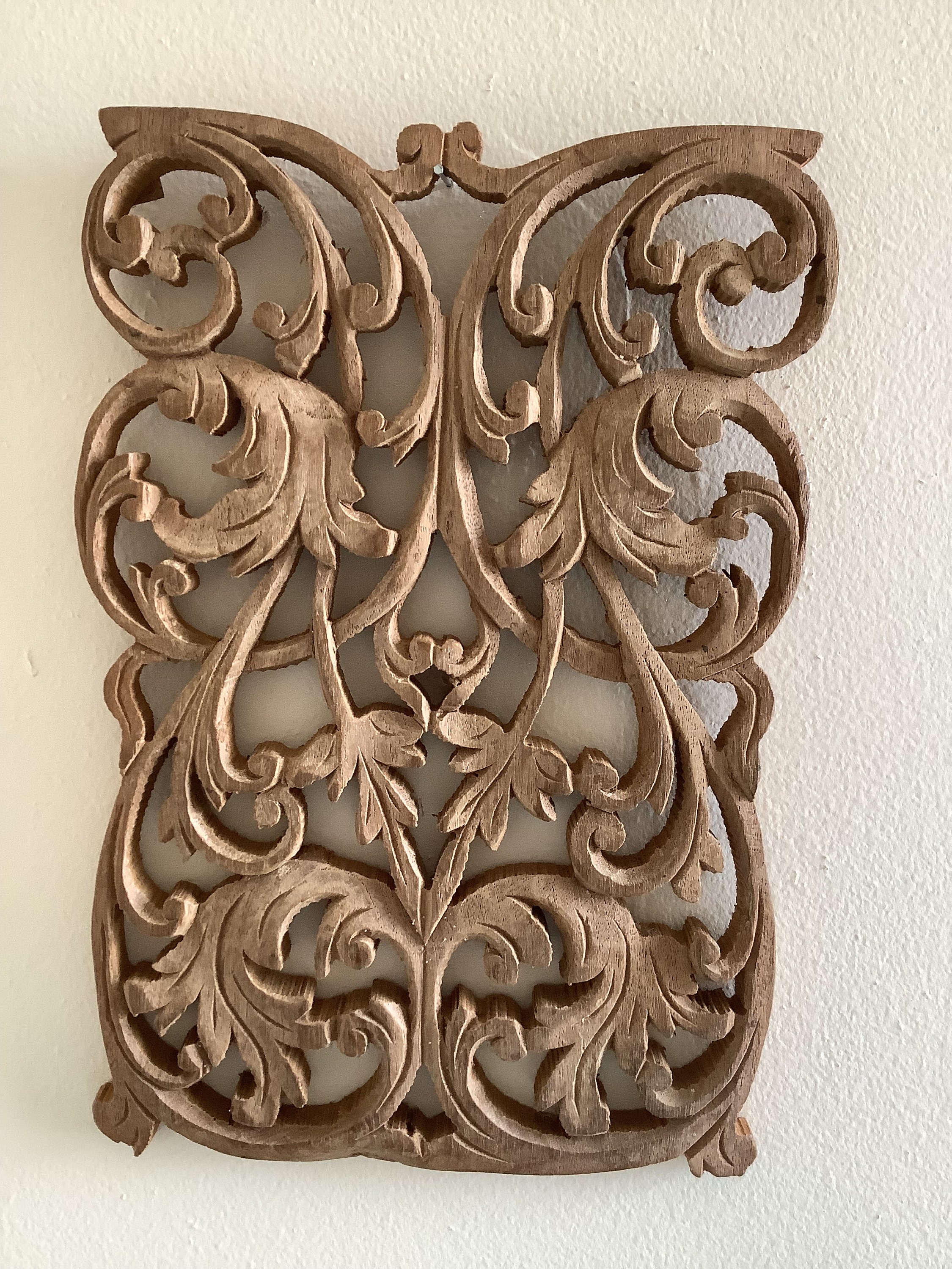 Burmese Handmade Wooden Carved Square of Floral Decorations, Decoration ...