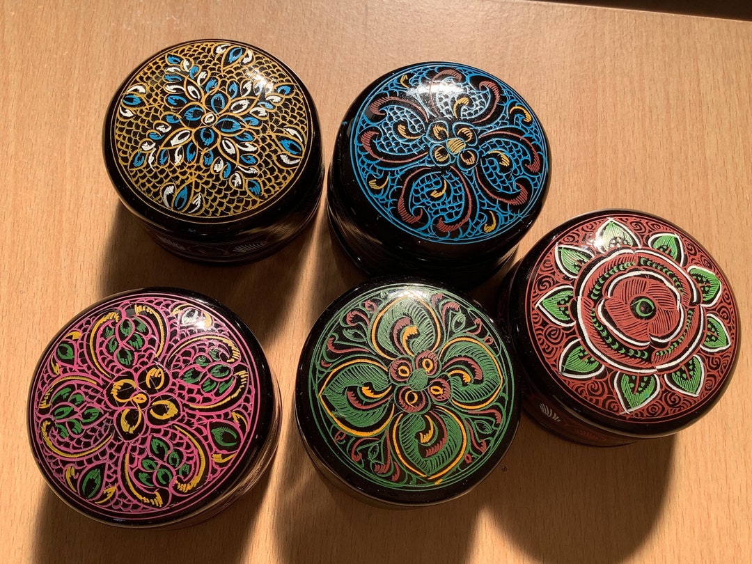 Handmade Burmese Lacquerware Circled Storage Box - Etsy