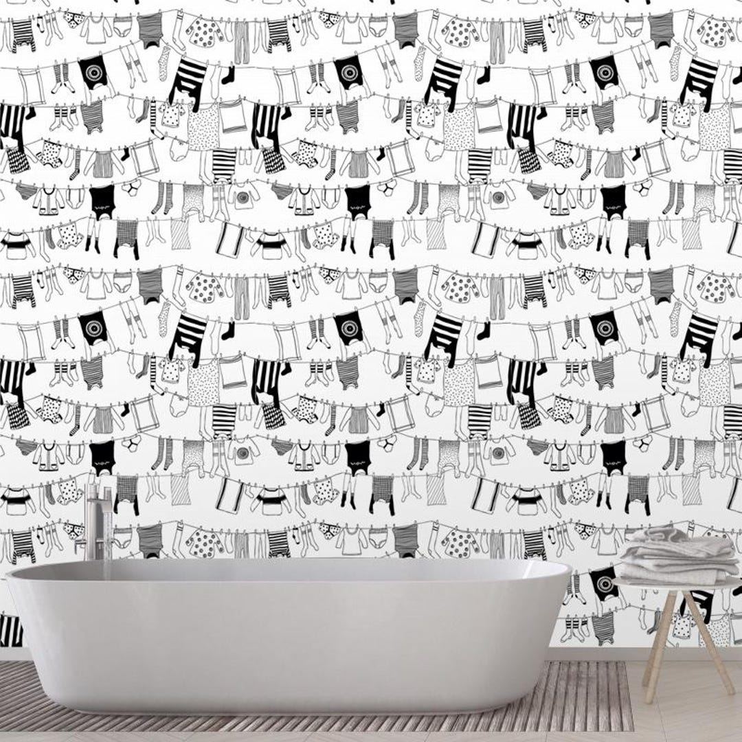 Removable Wallpaper Peel and Stick, Self-adhesive ,clothes on Washing ...