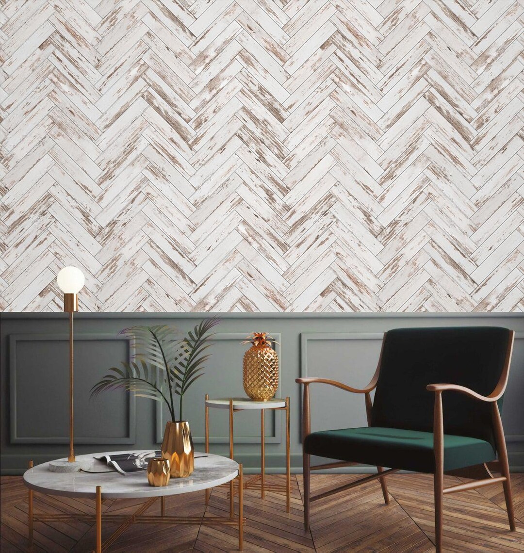 Herringbone Parquet Floor Texture Removable Wallpaper, Peel and Stick ...