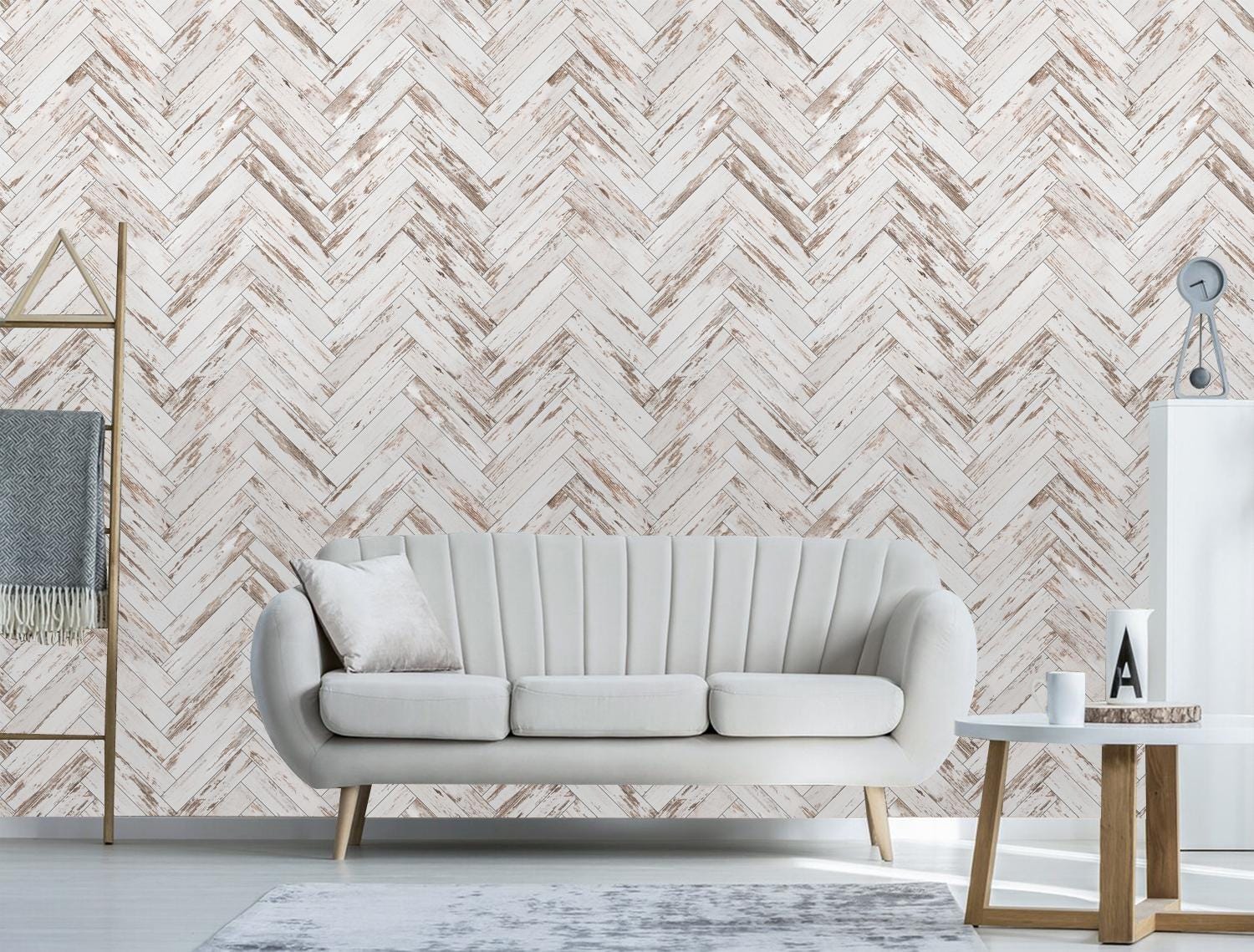 Herringbone Parquet Floor Texture Removable Wallpaper, Peel and Stick ...