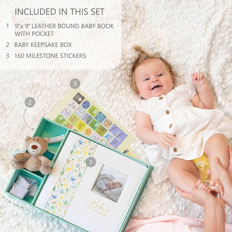 Baby Book | Leather-bound Baby Memory Book With Keepsake Box and ...