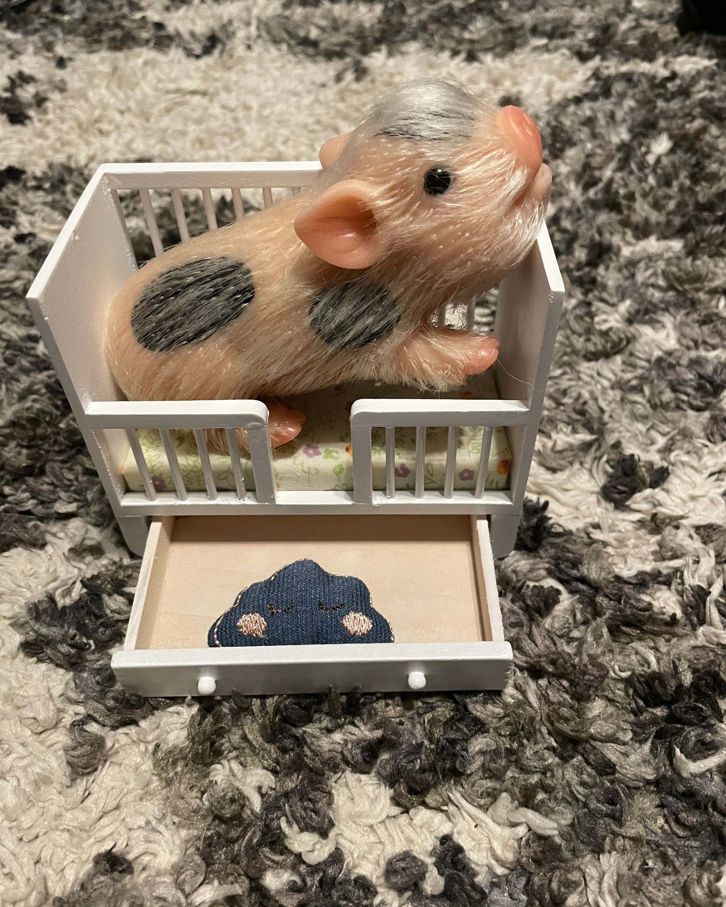 Dollhouse Crib,miniature Toy Crib, Modern Dollhouse, Mini Wooden Doll ...