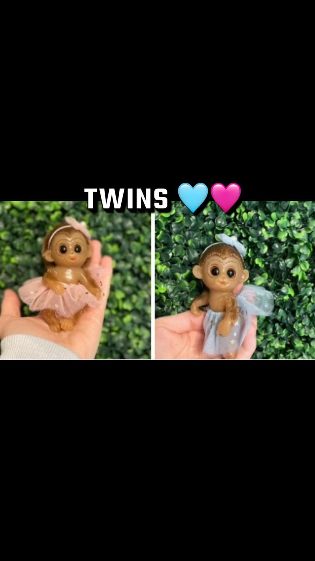 Monkey Dolls, Micro Monkey Twins, Two Baby Monkey Dolls, Mini Twin ...