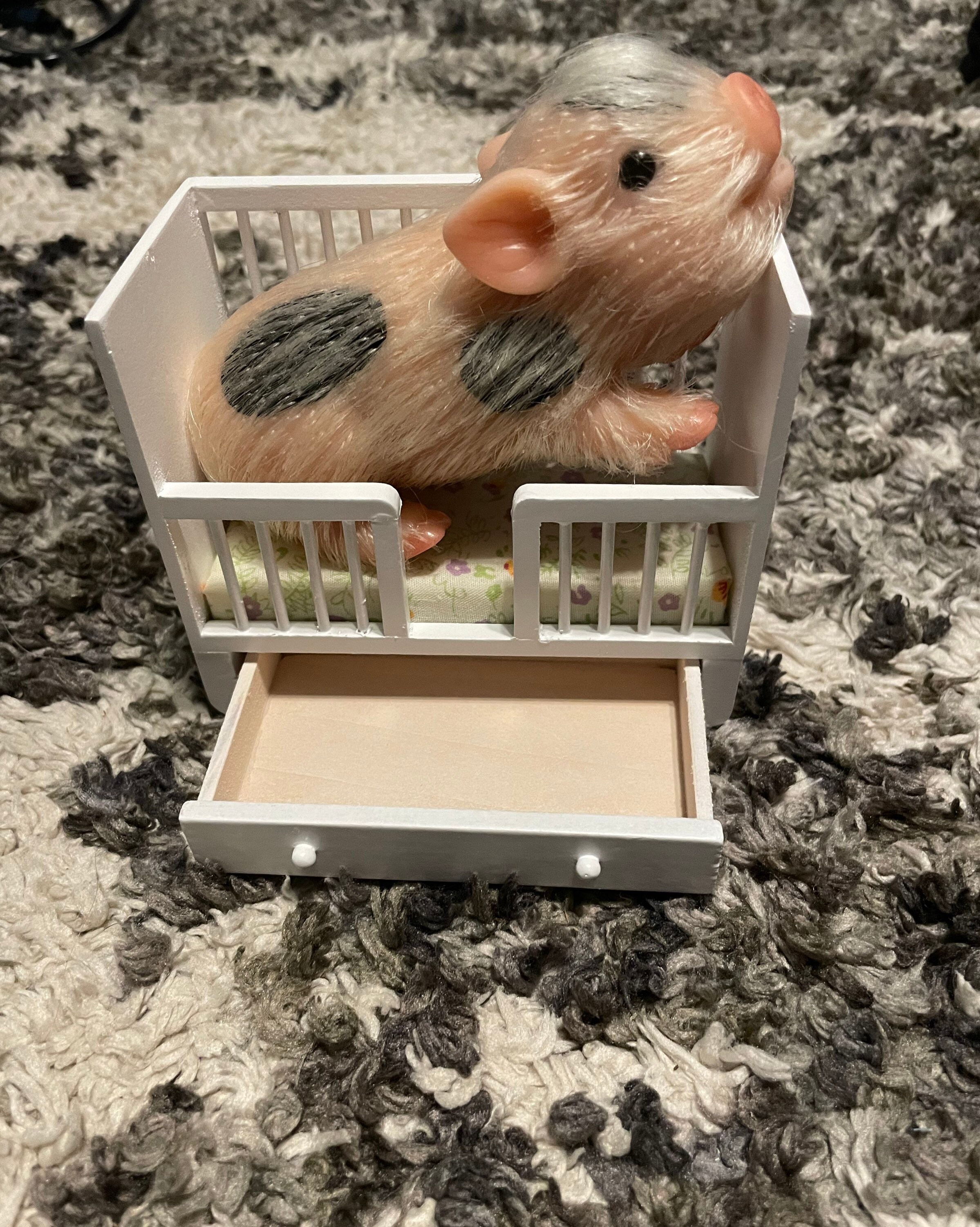 Dollhouse Crib,miniature Toy Crib, Modern Dollhouse, Mini Wooden Doll ...