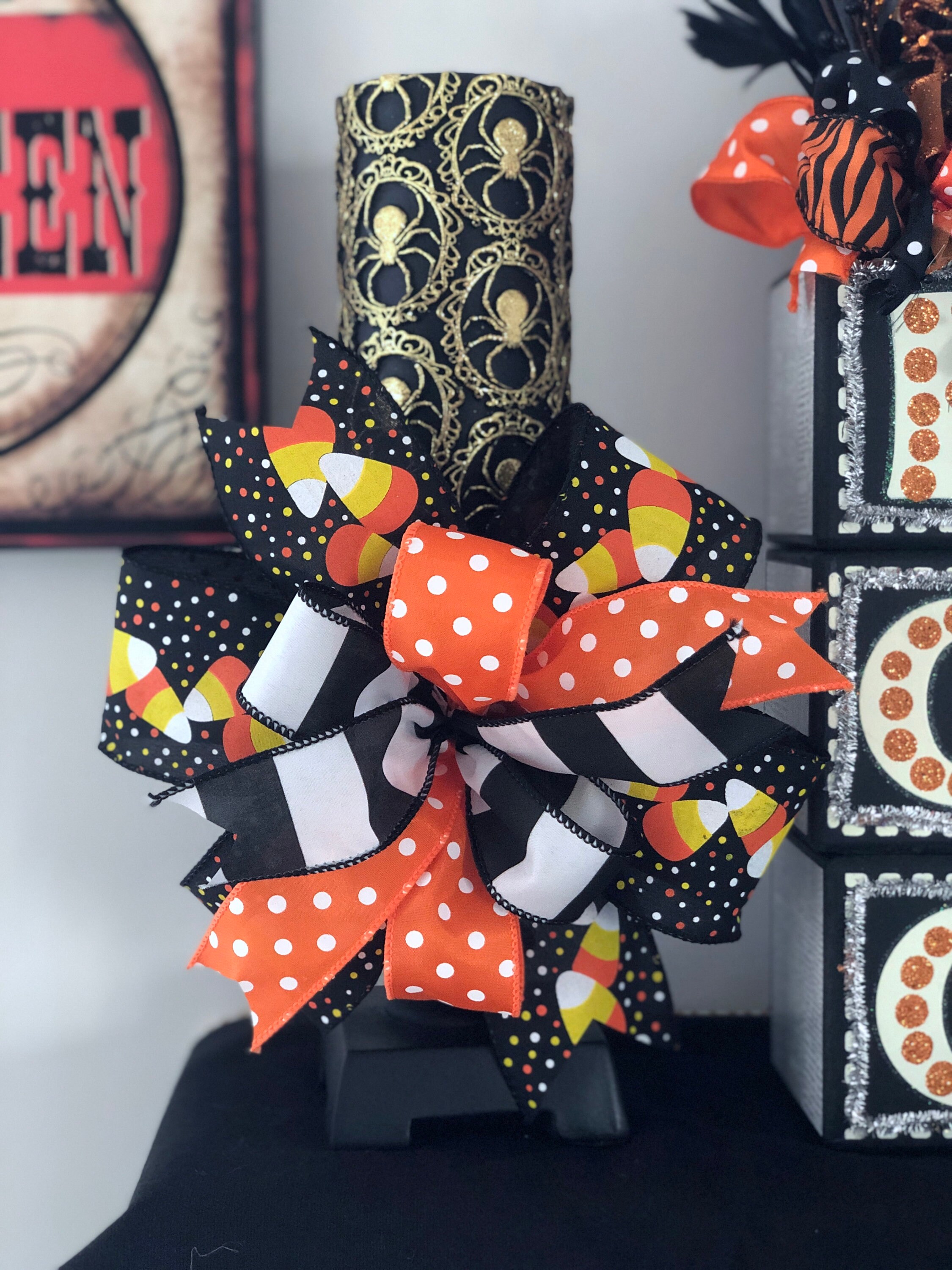 Halloween Wreath Bow Halloween Lantern Bow Halloween Bow - Etsy