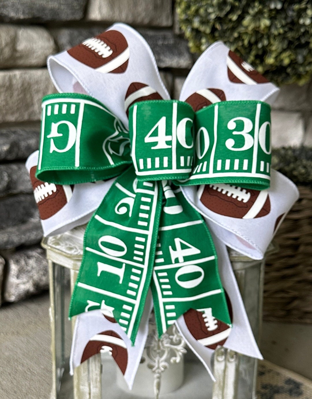 Football Wreath Bow College Football Decor Football Home Decor Handmade ...