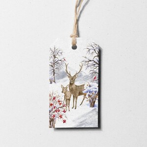 Printable Deer in Snow Christmas Gift Tag | Snowy Winter Deer | Gift ...