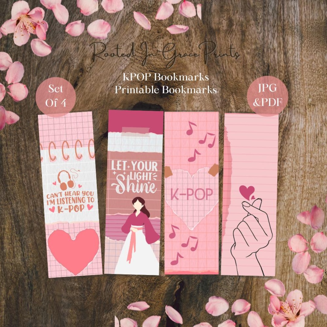 KPOP Bookmarks Korean Themed KPOP Sayings Music KPOP Love Cute Pink ...